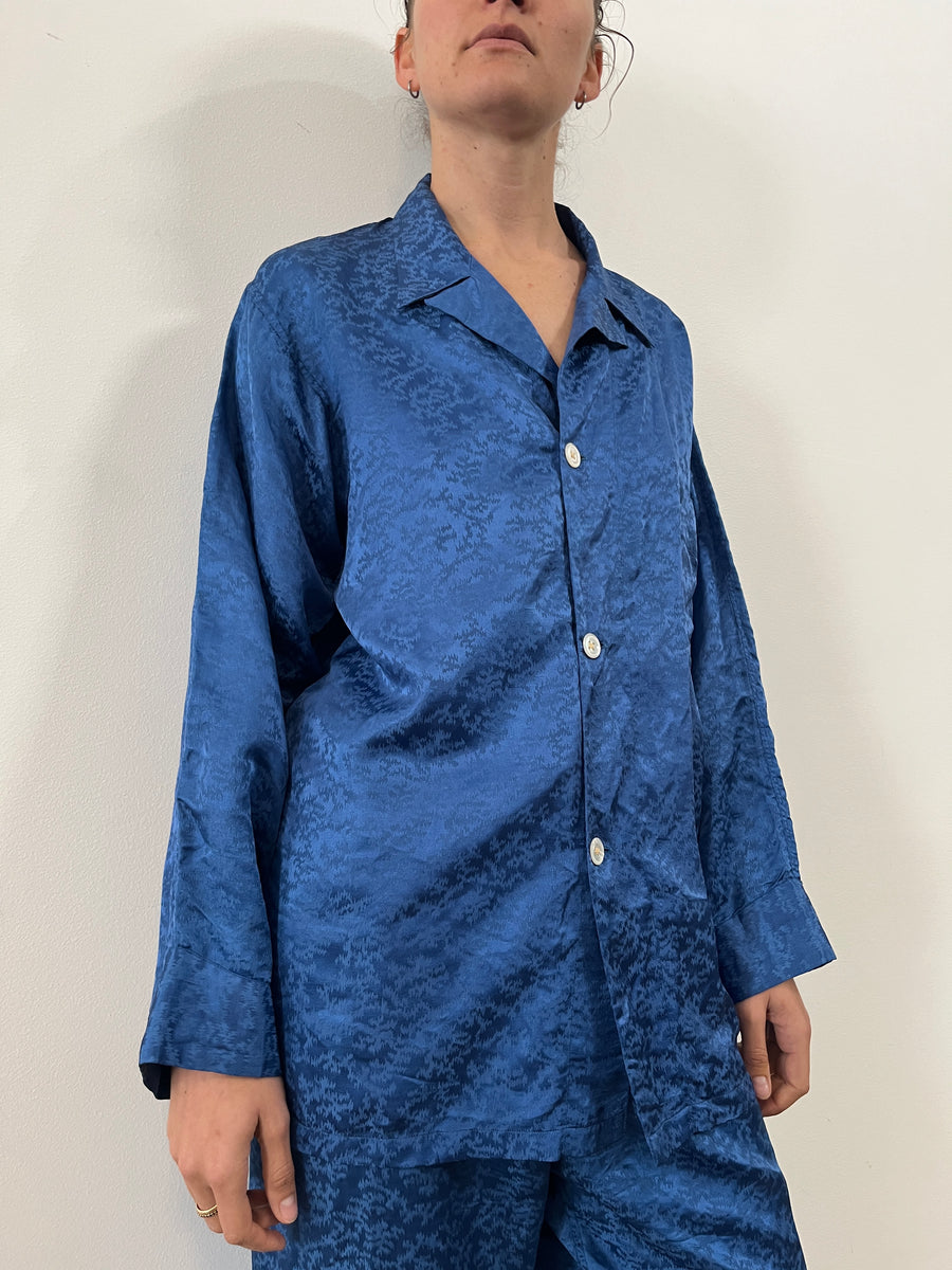 30s/40s Blue Silk Pajama Set – mothfood shop